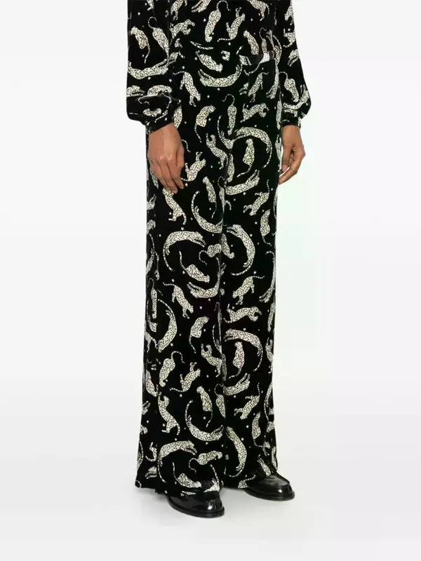 FORTE_FORTE Leopard-print Velvet-effect Trousers