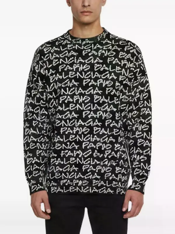 Balenciaga Logo-print Intarsia Sweater
