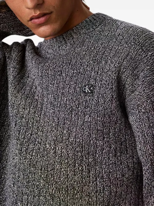 Calvin Klein Logo-patch Marl-knit Sweater