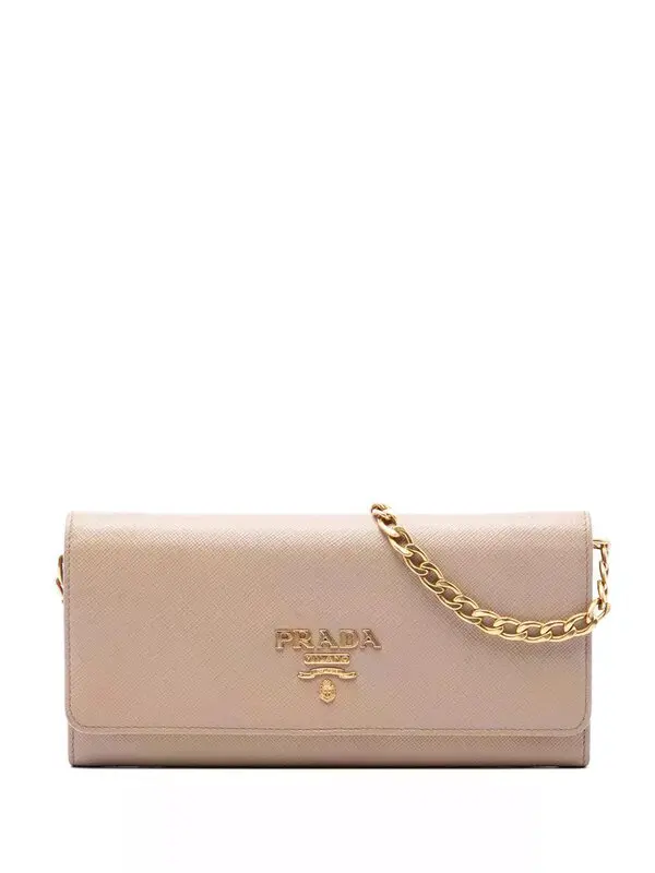 Prada 2010-2026 Saffiano Wallet On Chain Crossbody Bag - Neutrals
