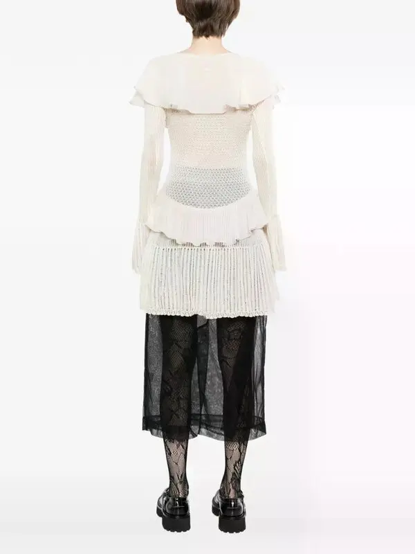 FETICO Ruffled Ribbed Cardigan