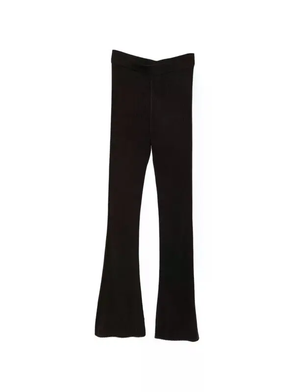 Eric Bompard Rib-knit High-waisted Flared Leg Trousers - Black