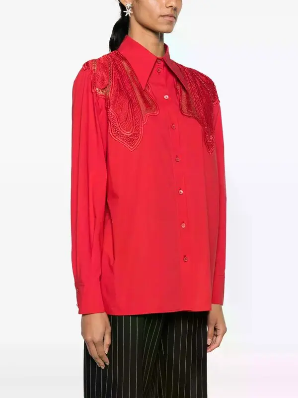 Alberta Ferretti Macramé-panelling Cotton Shirt