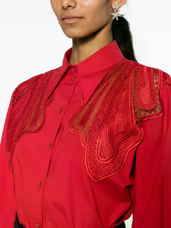 Alberta Ferretti Macramé-panelling Cotton Shirt