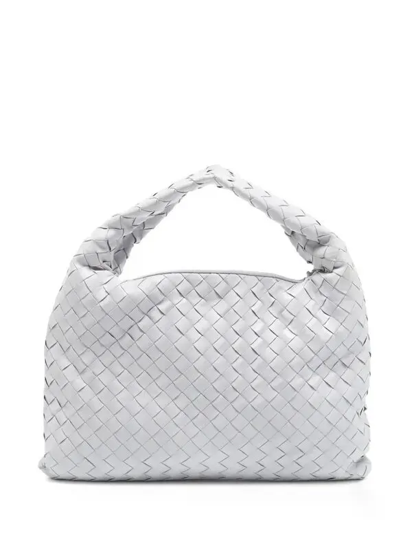 Bottega Veneta Small Hop Intrecciato Leather Tote Bag - Grey