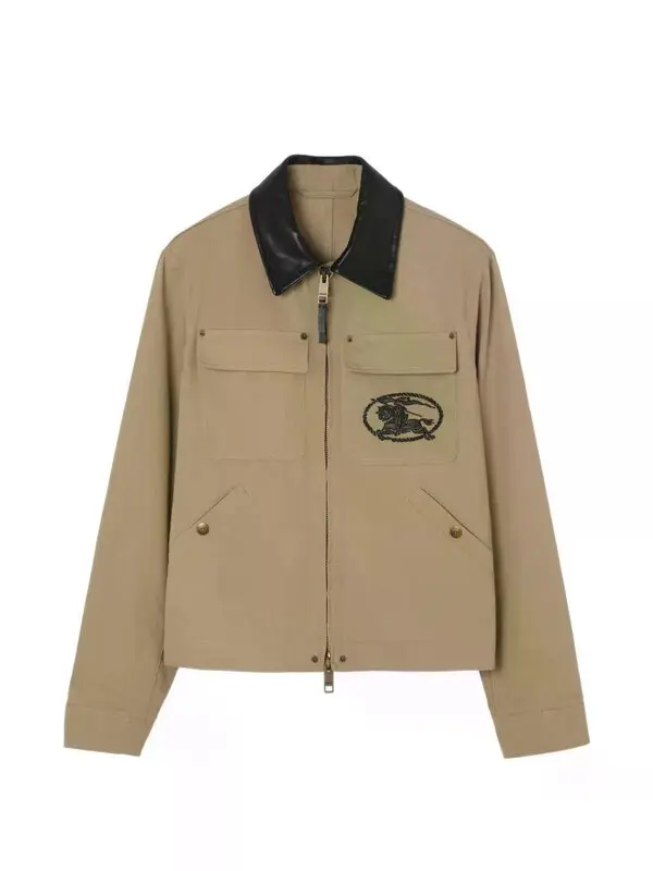 Burberry Leather Collar Cotton Workwear Jacket