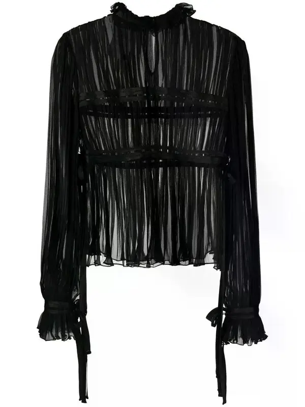 Alberta Ferretti Ruffle-trim Sheer Blouse
