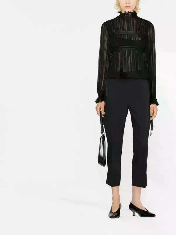 Alberta Ferretti Ruffle-trim Sheer Blouse