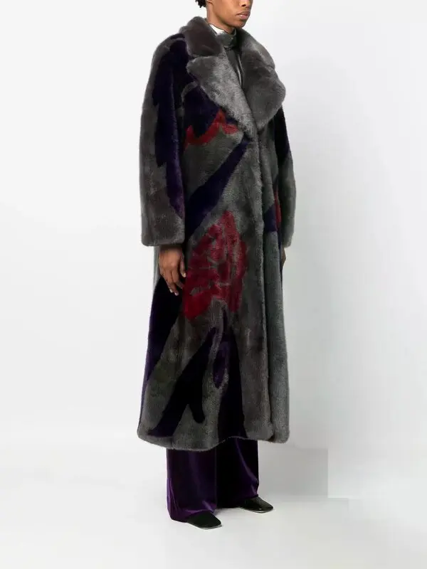 Alberta Ferretti Abstract-print Faux-fur Coat