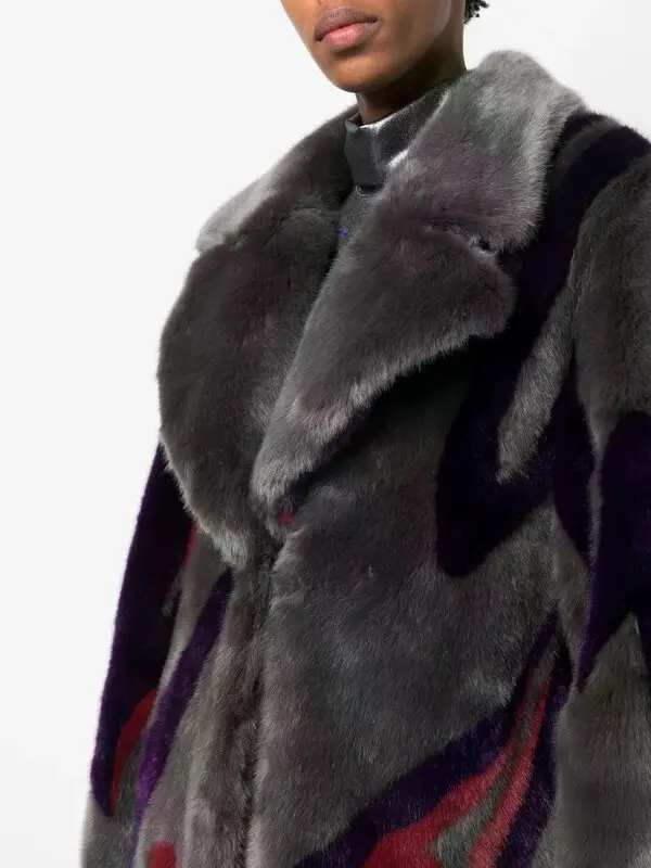 Alberta Ferretti Abstract-print Faux-fur Coat