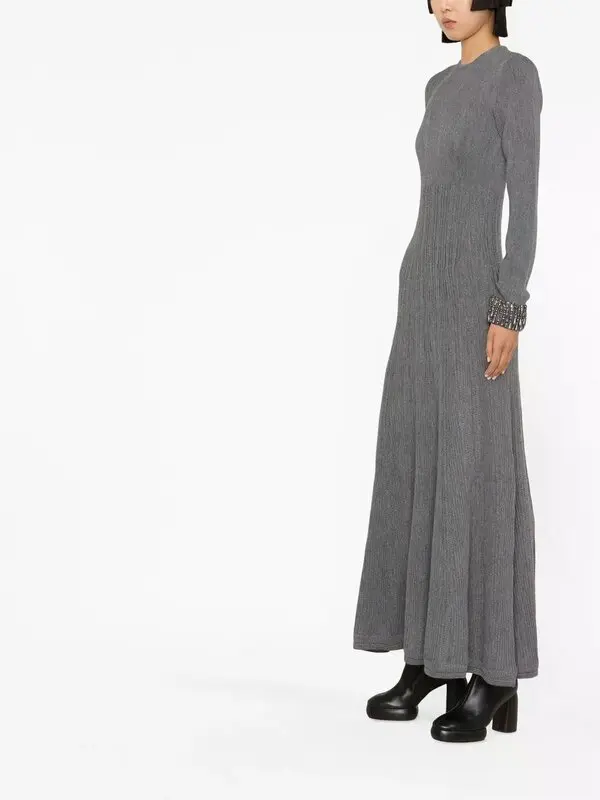 Alberta Ferretti Crystal-embellished Knitted Dress