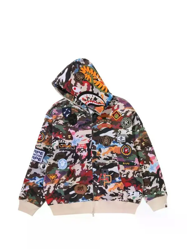 A BATHING APE Hybrid Camo Multi-badge Shark Hoodie