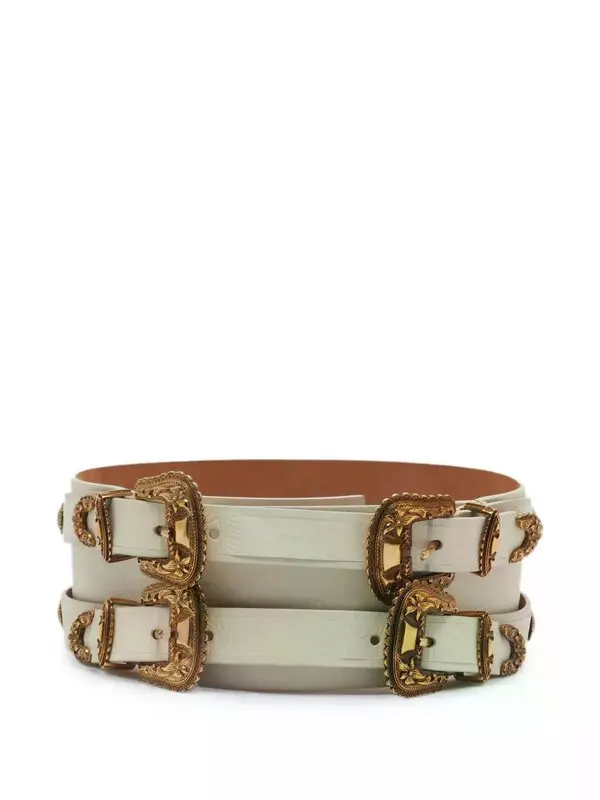 Alexander McQueen Double-buckle Wide Belt - White