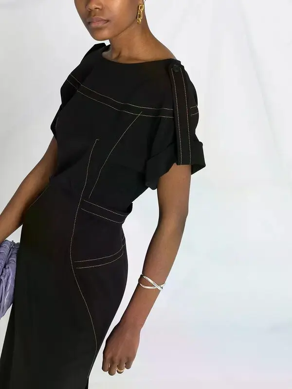 Alberta Ferretti Boat Neck Wool Dress