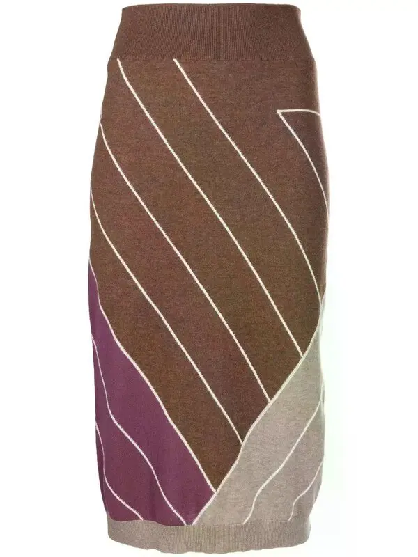 Stella McCartney Knitted Geometric-pattern Skirt - Brown