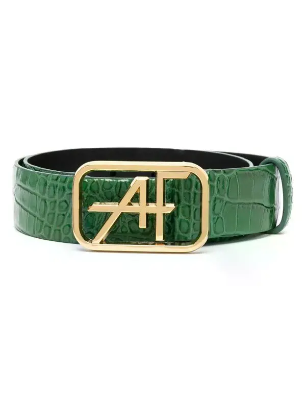 Alberta Ferretti Logo-buckle Crocodile-embossed Leather Belt
