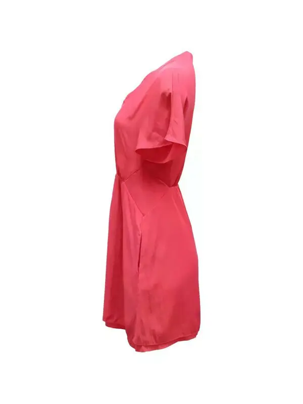 Maje Gathered V-neck Silk Dress
