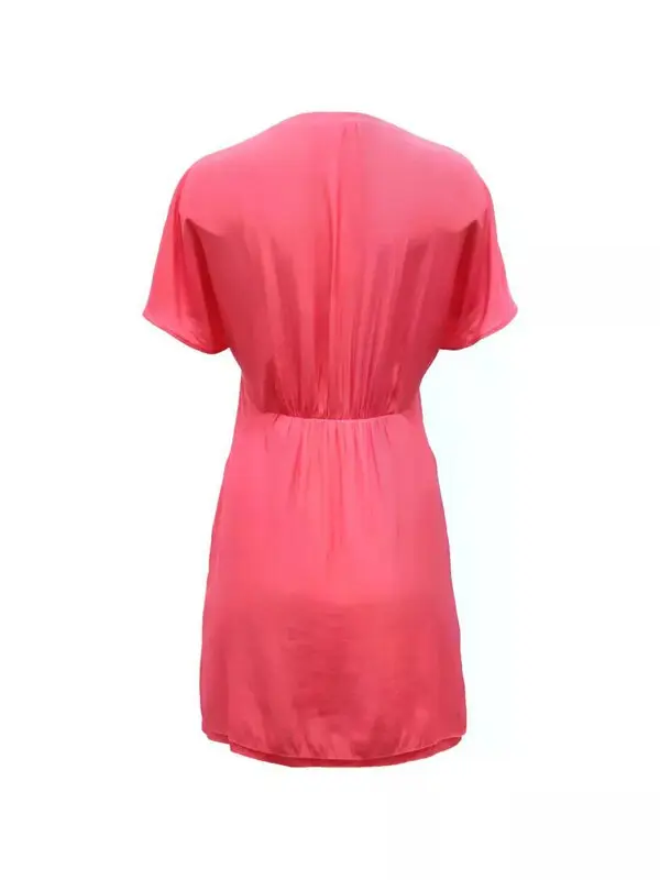 Maje Gathered V-neck Silk Dress