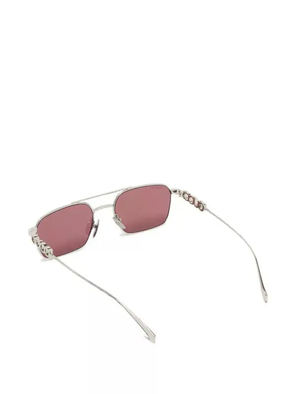 Gucci Logo Lettering Rectangle Sunglasses - Silver