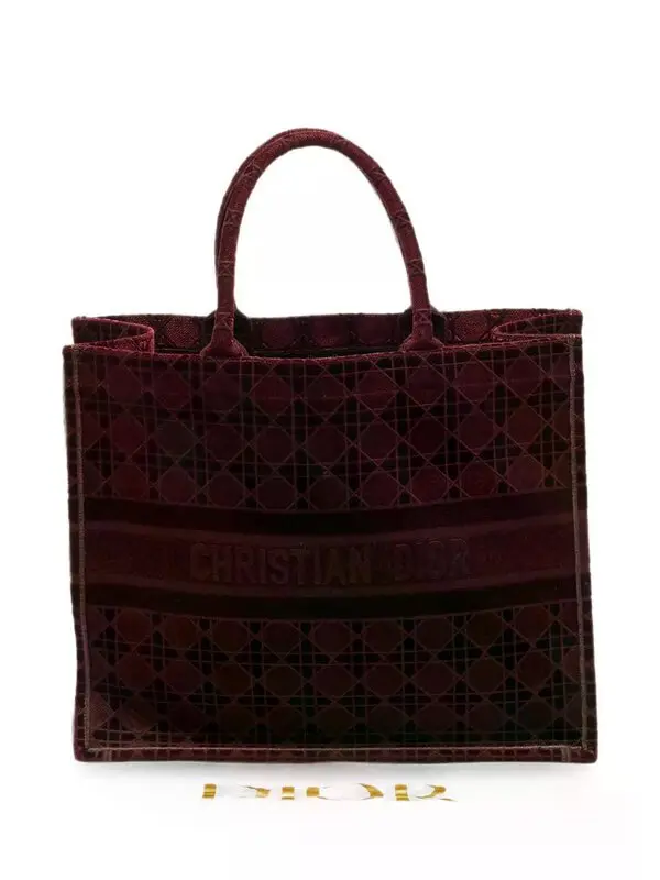 Dior 2020 Book Embroidered Cannage Tote Bag - Red