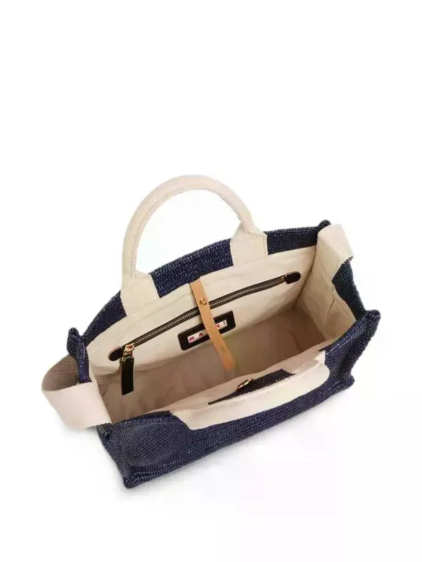 Marni Logo-embroidered Raffia Tote Bag
