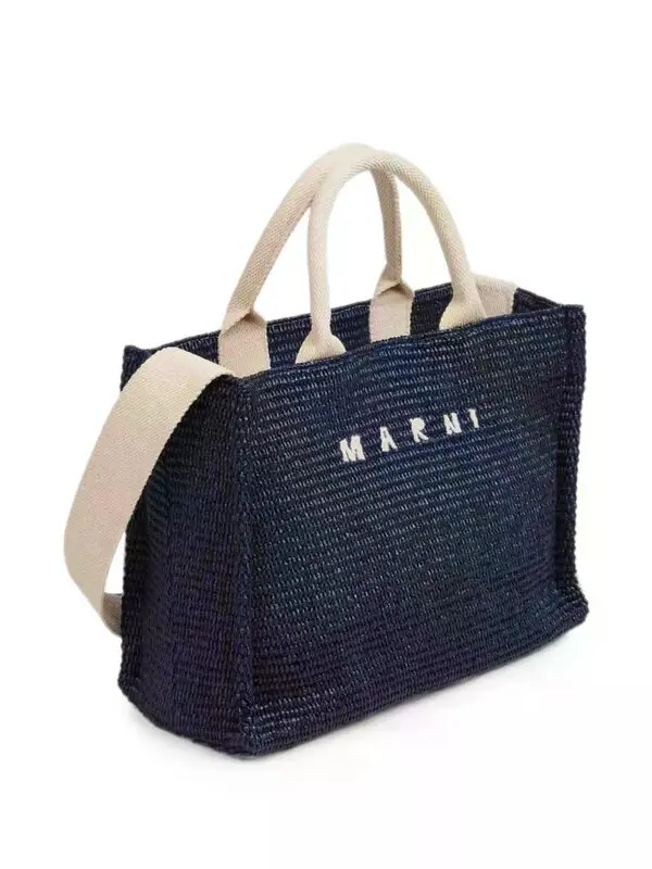 Marni Logo-embroidered Raffia Tote Bag