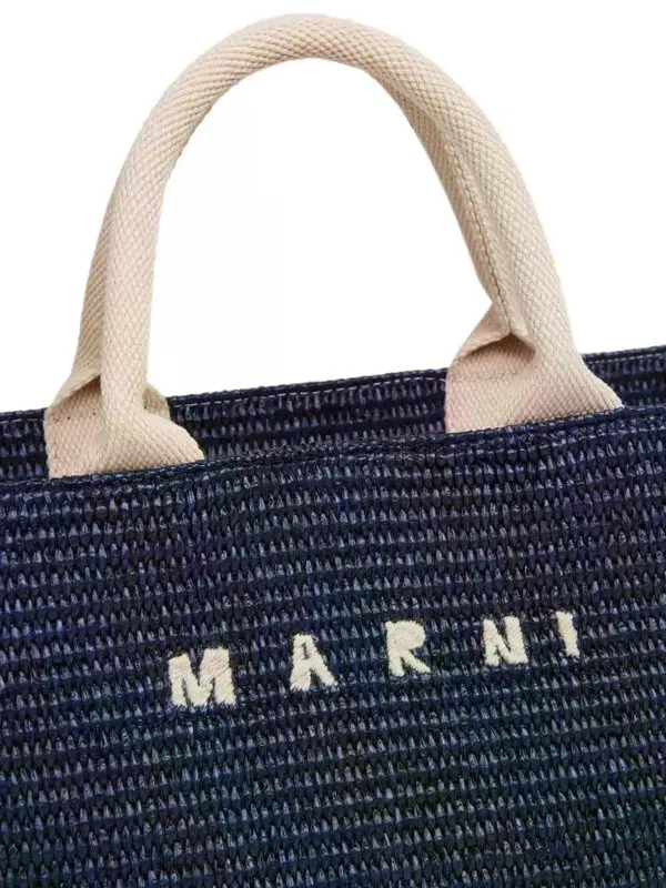 Marni Logo-embroidered Raffia Tote Bag