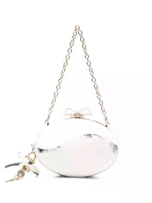 SELF-PORTRAIT Bow-detail Oval Clutch Bag