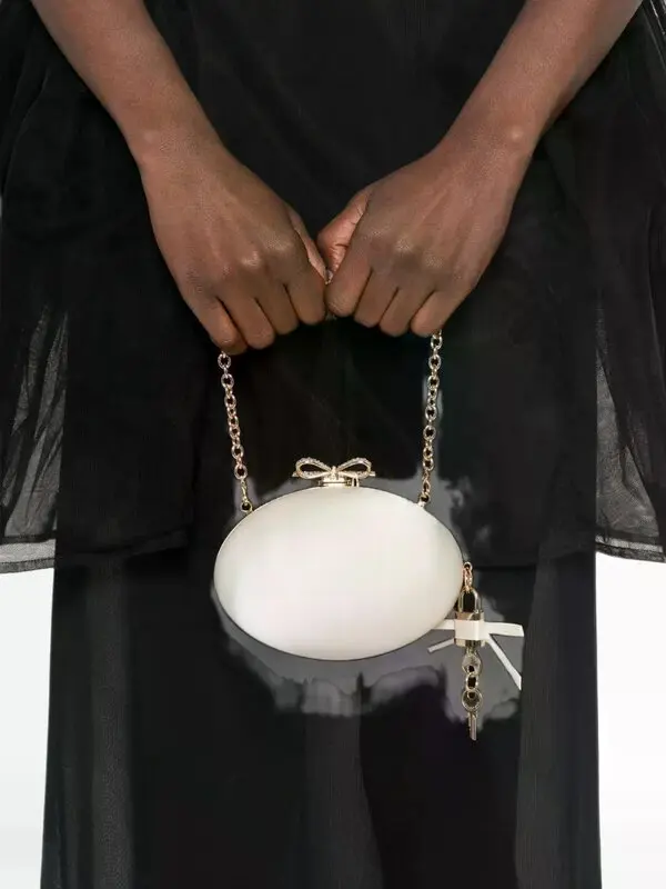 SELF-PORTRAIT Bow-detail Oval Clutch Bag