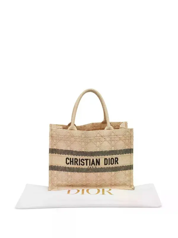 Dior Beige Raffia Cannage Tote Bag