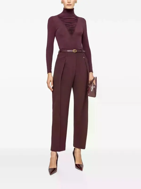 NISSA Lyocell Wool-blend Turtleneck Top - Red