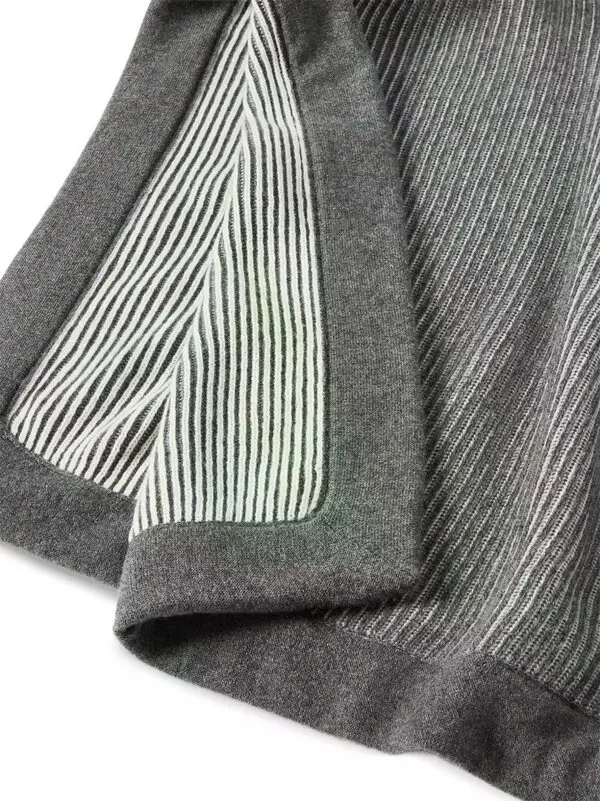 Brunello Cucinelli Cashmere English Rib Knit Throw With Contrast Borders