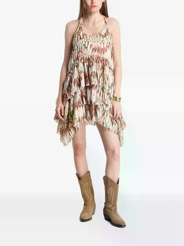 ALLSAINTS Cavalry Ruffled Feather-print Mini Dress