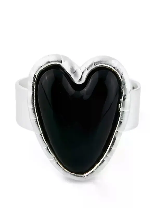 POISONED HEARTS Glass Heart Ring - Silver