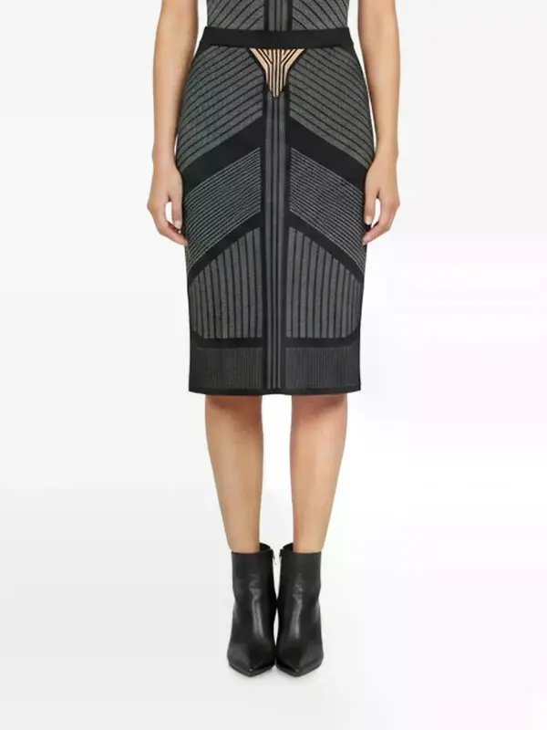 Prada Geometric Intarsia-knit Midi Skirt