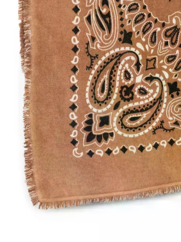 KUJTEN Hachiko Bico Paisley-print Frayed Scarf - Brown
