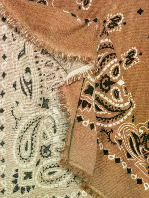 KUJTEN Hachiko Bico Paisley-print Frayed Scarf