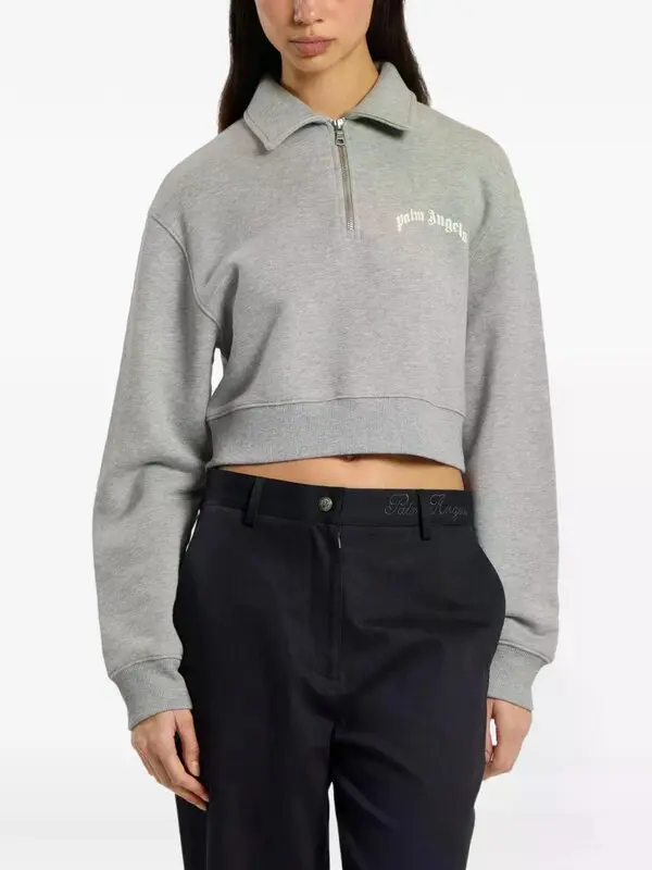 Palm Angels Logo-print Cropped Sweatshirt
