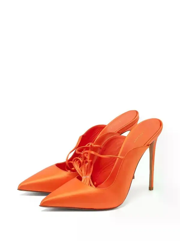LE SILLA Satin Lace-up Stiletto Pumps - Orange