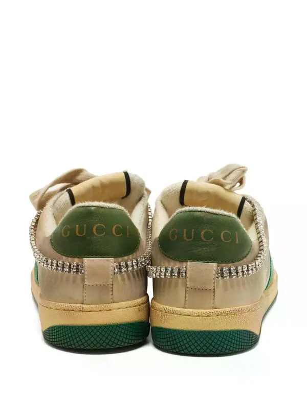 Gucci Beige Leather Embellished Sneakers - Neutrals