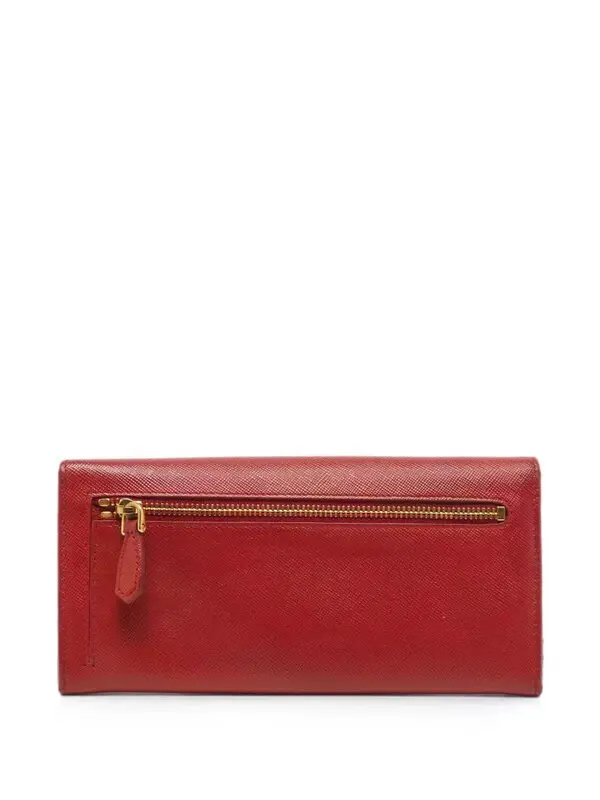 Prada Saffiano Leather Flap Wallet - Red