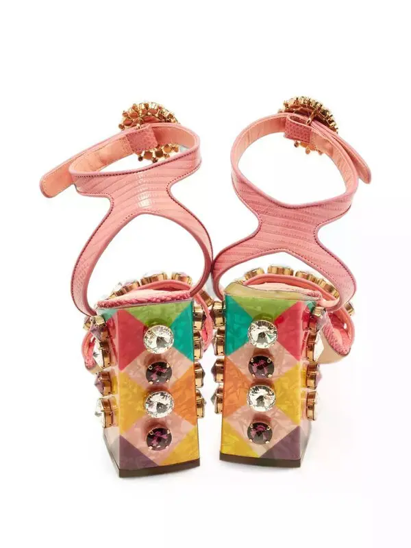 Dolce & Gabbana Crystal-embellished Lizard-effect Sandals