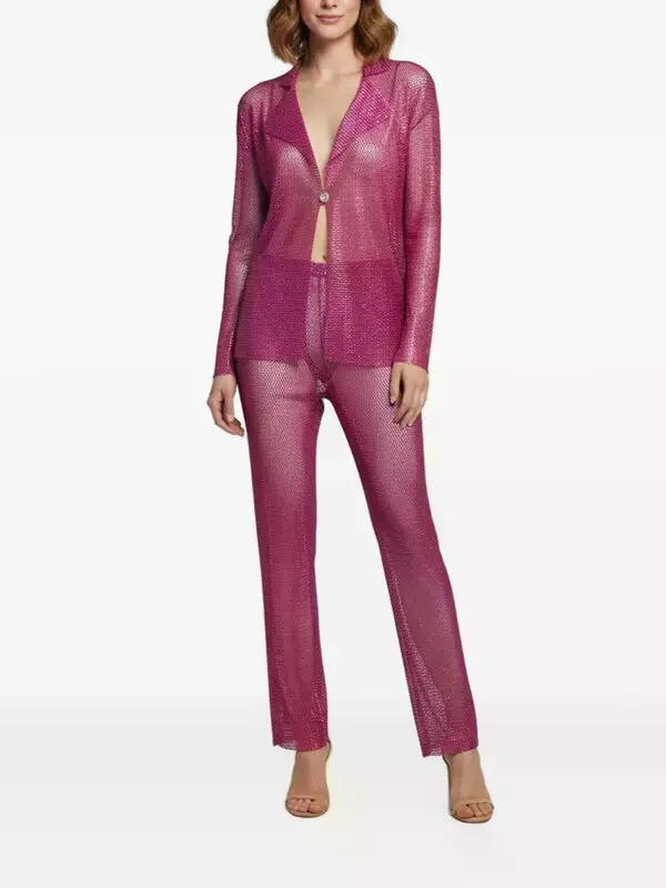 SANTA BRANDS Mesh Rhinestone Embellished Trousers Set