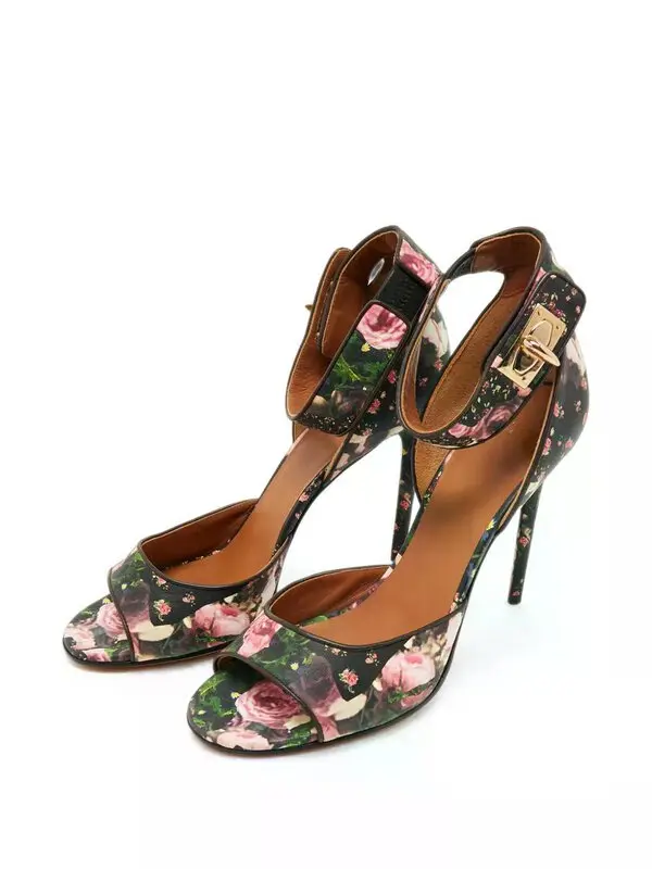 Givenchy Shark Lock Floral-print High Heel Sandals