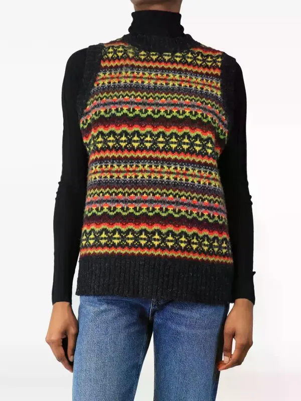 MOLLY GODDARD Fair Isle Intarsia Knit Sleeveless High Neck Vest