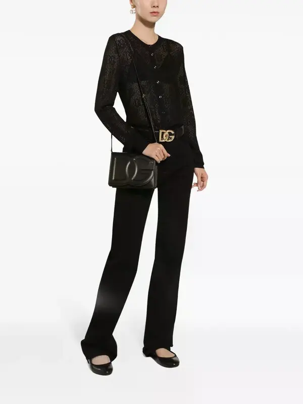 Dolce & Gabbana Dna Logo Embroidered Cardigan - Black