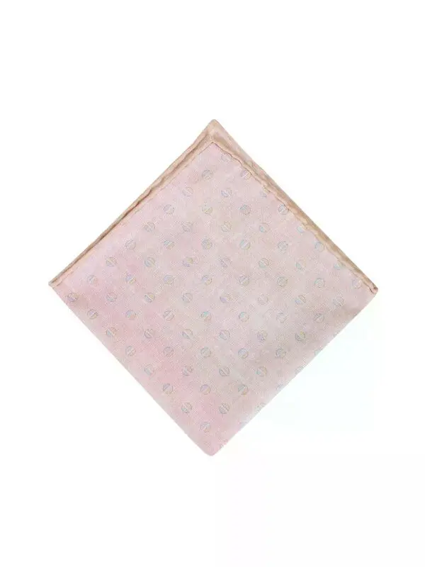 PAOLO ALBIZZATI Geometric-print Polka-dot Pocket Square - Neutrals