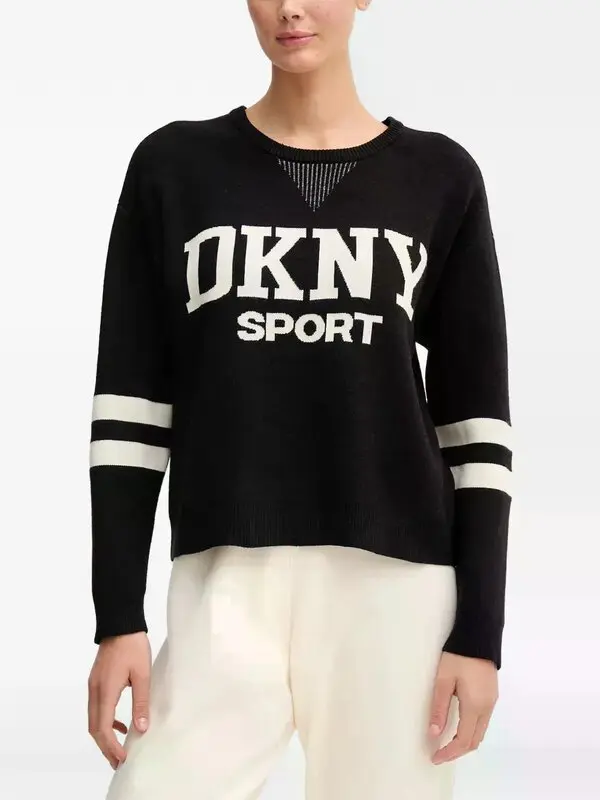 Dkny Crew-neck Stripe-detail Sweater