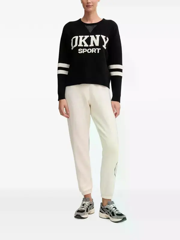 Dkny Crew-neck Stripe-detail Sweater