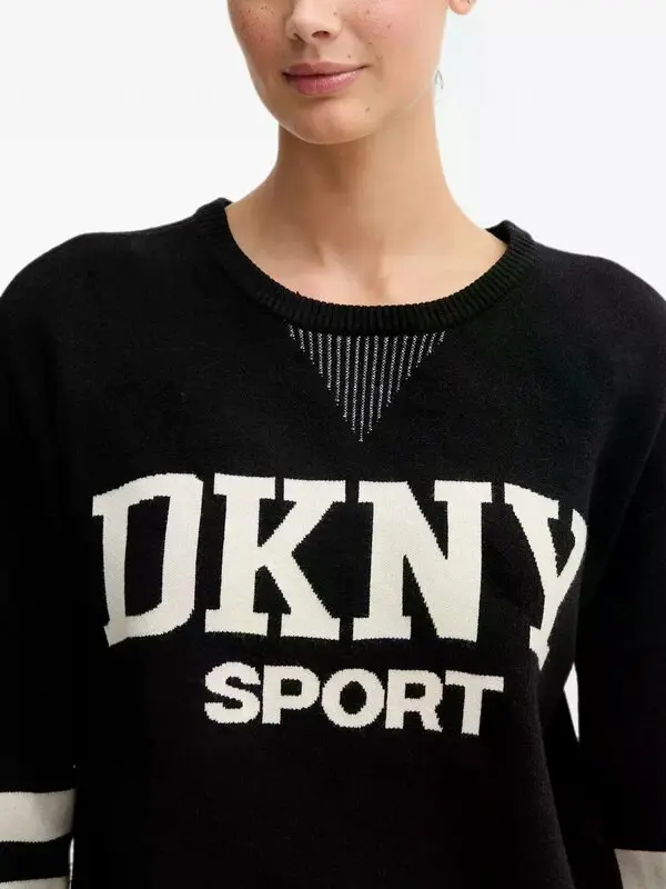 Dkny Crew-neck Stripe-detail Sweater
